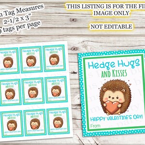 INSTANT DOWNLOAD Hedge Hugs and Kisses Treat Tag, Hedge Hog Classroom ...