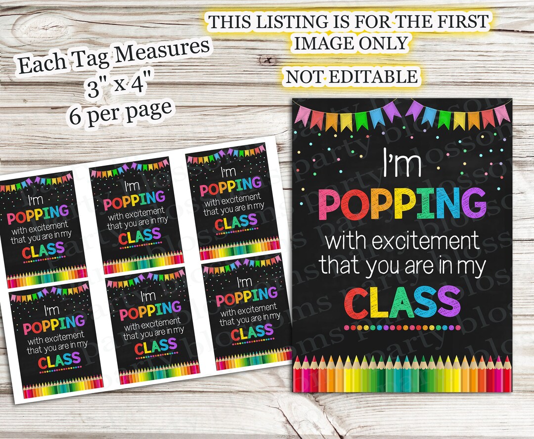INSTANT DOWNLOAD I'm Popping With Excitement That You Are in My Class ...