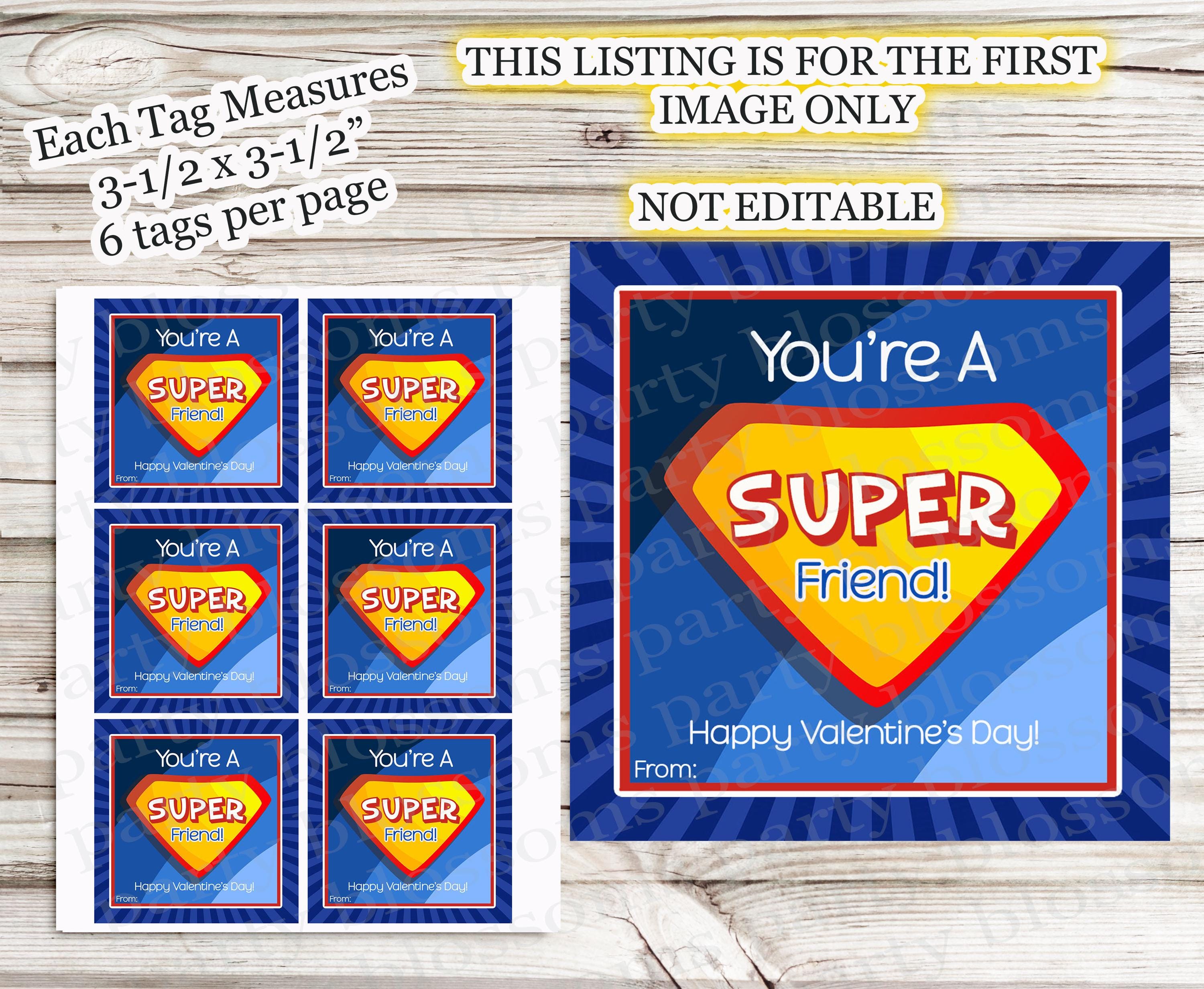 INSTANT DOWNLOAD You're a Super Friend, Hero Valentine Tag Candy ...
