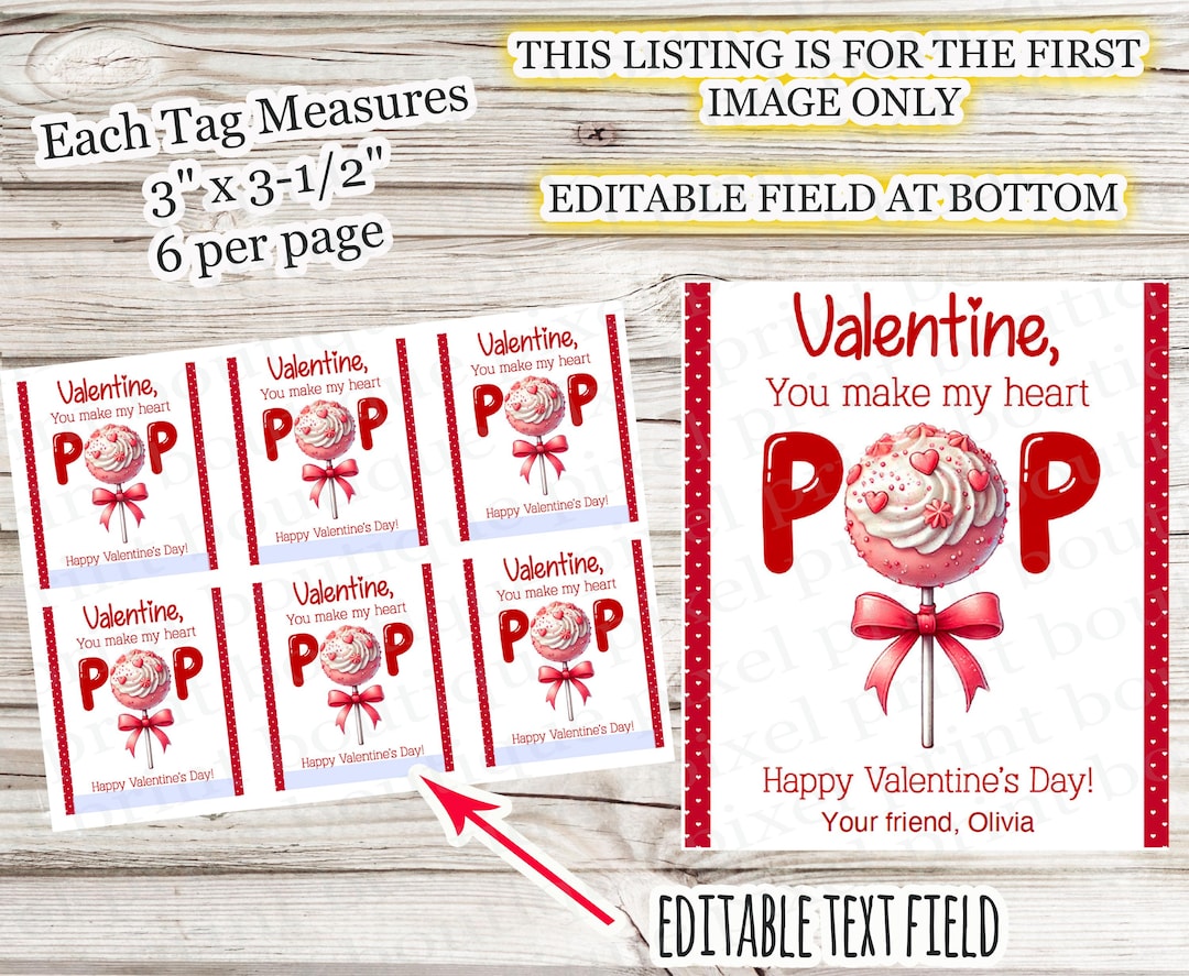 INSTANT DOWNLOAD Valentine You Make My Heart Pop Cake Cupcake Lollipop ...