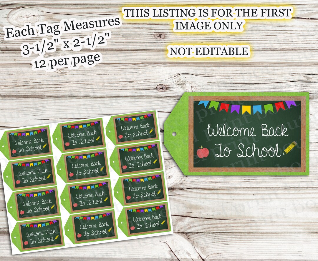 Instant Download - Welcome Back to School Tag, Start of School Year Tag ...