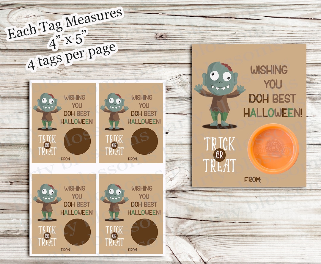 INSTANT DOWNLOAD Printable Halloween Treat Tag Wishing You Doh Best ...