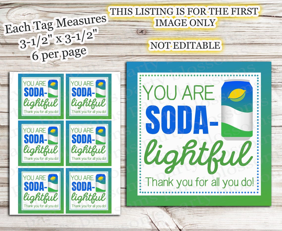 INSTANT DOWNLOAD I Soda Think You Are Amazing Thank You for All You Do ...