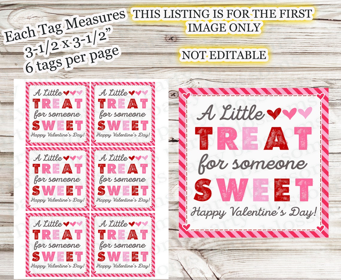 INSTANT DOWNLOAD Printable Valentine Tags, 3.5x3.5 Generic Happy ...
