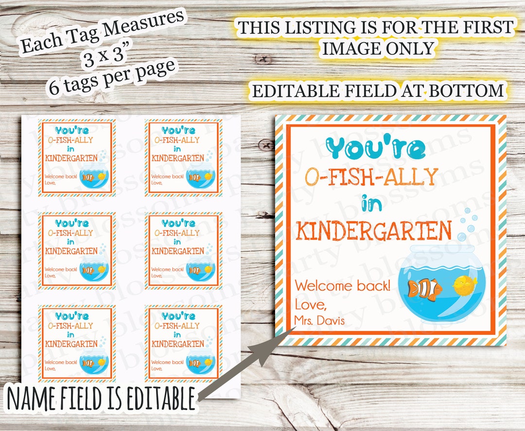 INSTANT DOWNLOAD You're O-fish-ally in Kindergarten Welcome Back ...
