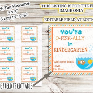 INSTANT DOWNLOAD You're O-fish-ally in Pre-school Welcome Back Teacher ...