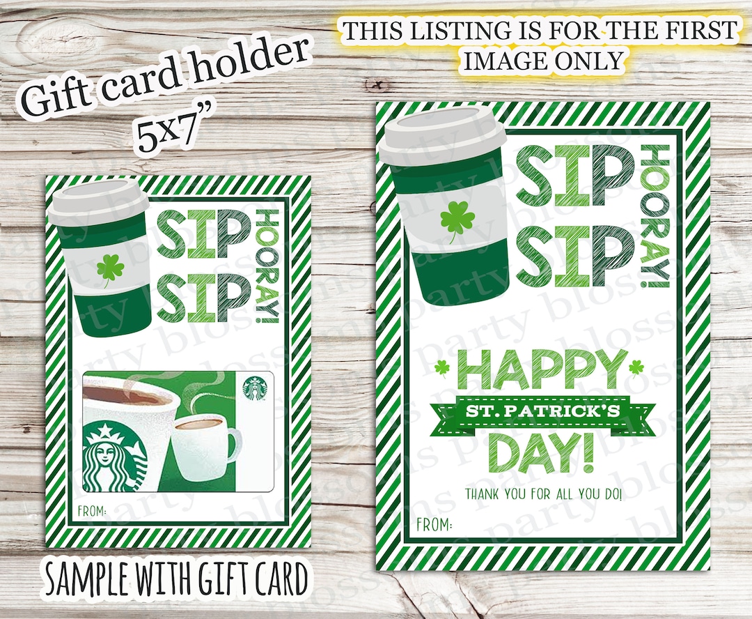 INSTANT DOWNLOAD Sip Sip Hooray Happy St Patrick Day Coffe Gift Card ...