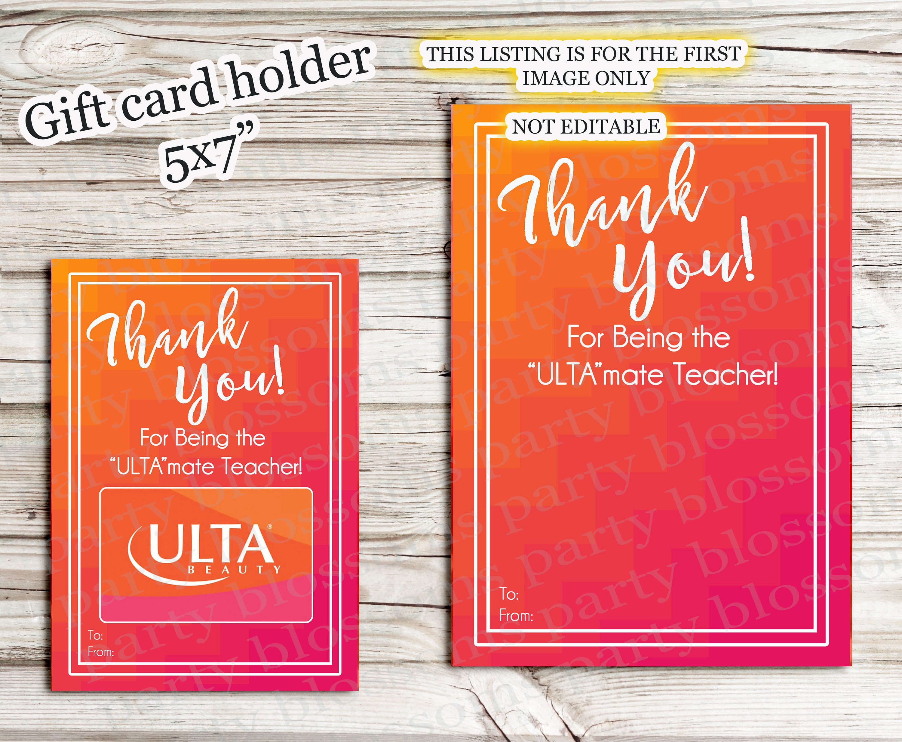 INSTANT DOWNLOAD: Thank You Ultimately the Best Teacher Ulta Gift Card ...