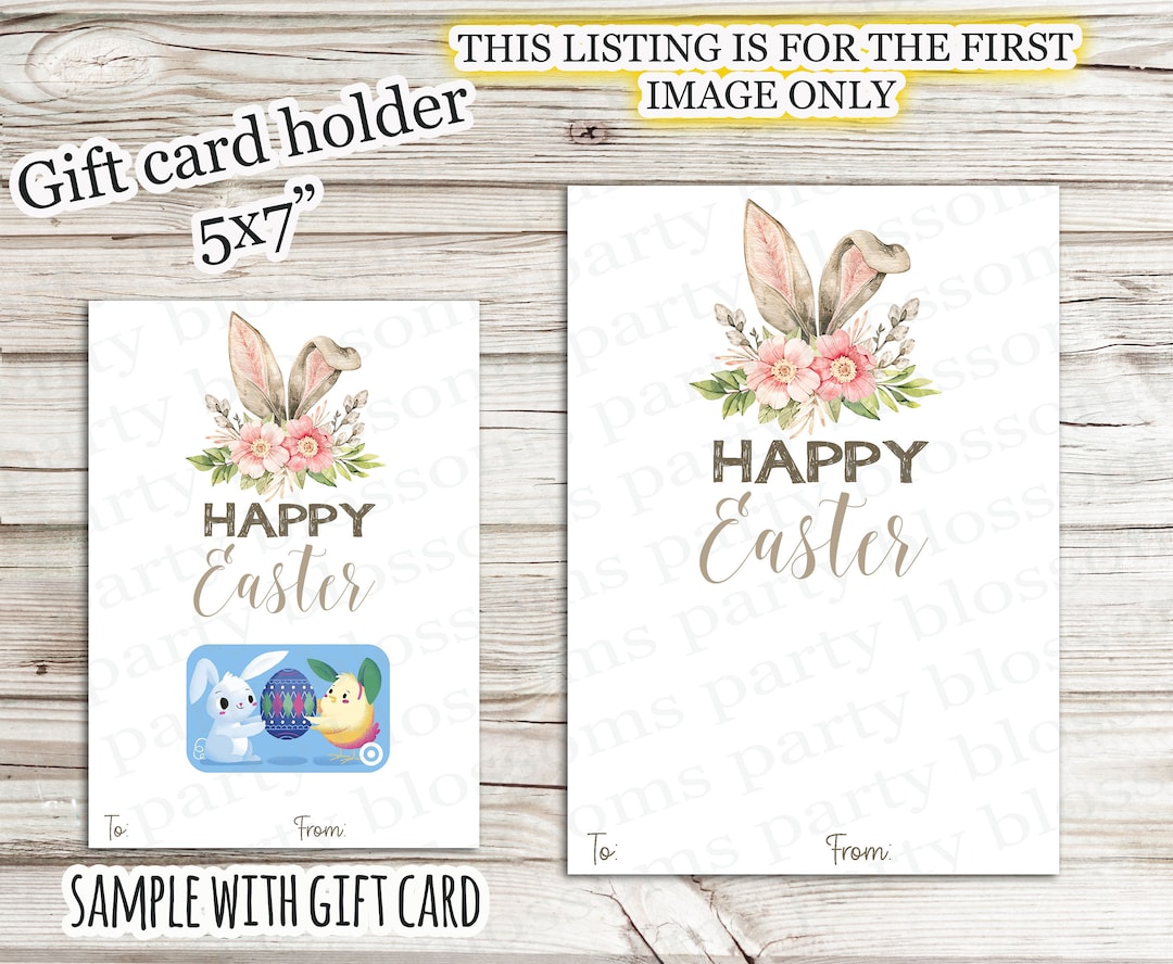 INSTANT DOWNLOAD Happy Easter Gift Card Holder Bunny Money, Bunny Ears ...
