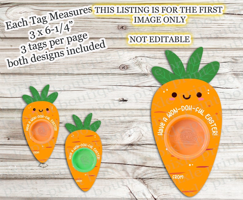INSTANT DOWNLOAD Have A Wonderful Won-doh-ful Easter Carrot Tag Play ...