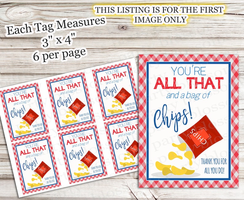 INSTANT DOWNLOAD: You're All That and A Bag of Chips Thank You for All ...