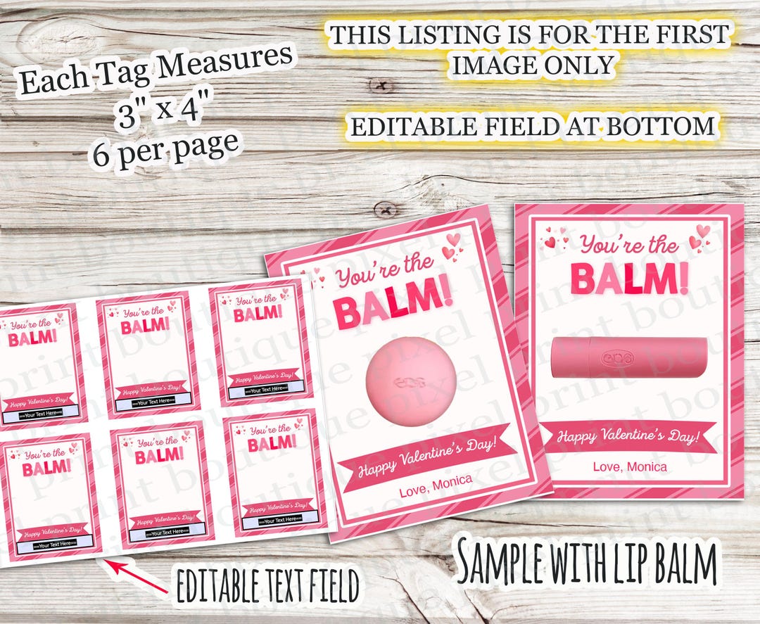 INSTANT DOWNLOAD You're the Balm Valentine's Day Chap Stick Lip Balm ...