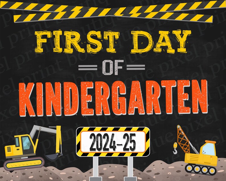 INSTANT DOWNLOAD First Day of Preschool Construction Digger Hello ...