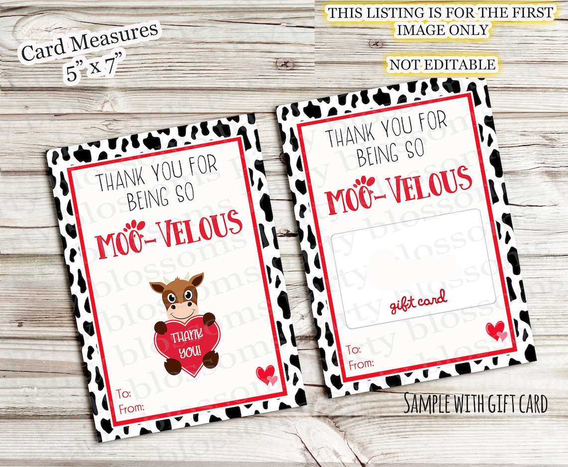 INSTANT DOWNLOAD You Are A Moo-velous Marvelous Teacher Sign Thank You ...