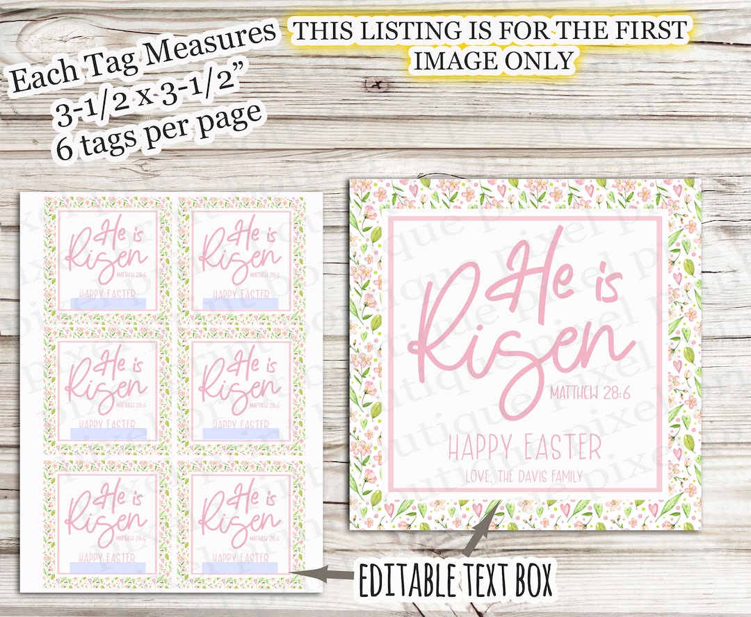 EDITABLE INSTANT DOWNLOAD He is Risen Bible Quote Happy Easter Pink ...