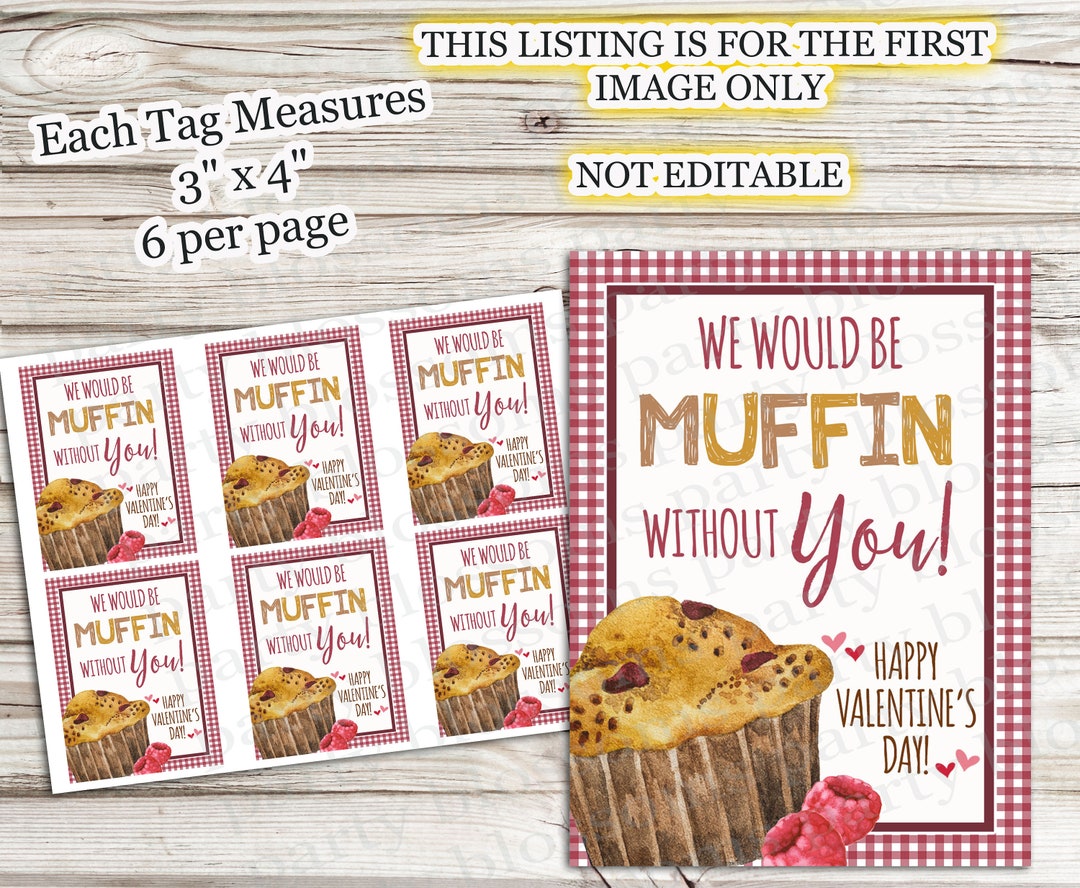 INSTANT DOWNLOAD We Would Be Muffin Without You Happy Valentine's Day ...