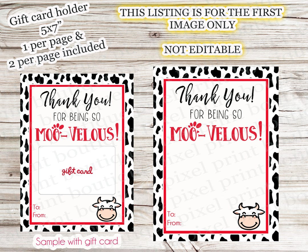 INSTANT DOWNLOAD Thank You for Being so Moo-velous Marvelous Teacher ...