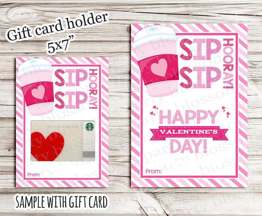 INSTANT DOWNLOAD Sip Sip Hooray Happy Valentines Day Latte Coffee Gift ...