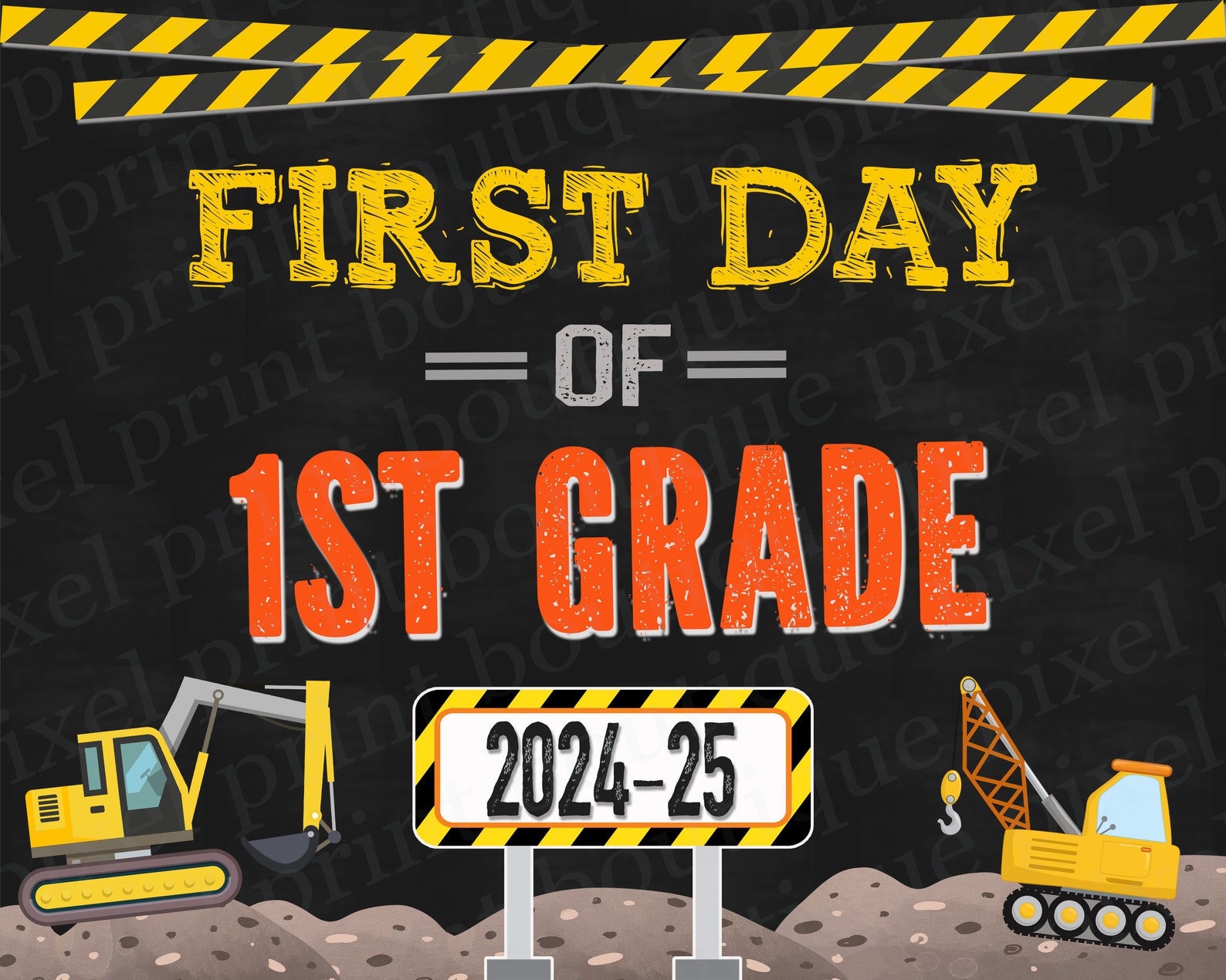 INSTANT DOWNLOAD First Day of Preschool Construction Digger Hello ...