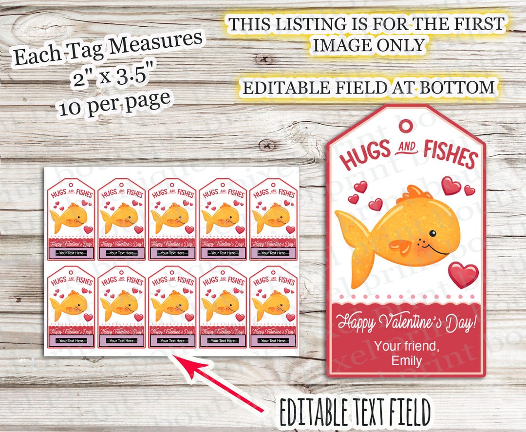 INSTANT DOWNLOAD: Printable Hugs and Fishes Goldfish Cracker Tag School ...