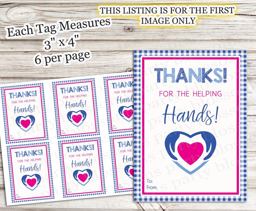 INSTANT DOWNLOAD Thanks for the Helping Hands Appreciate You Thank You ...