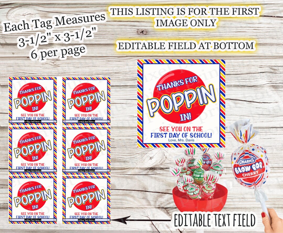 INSTANT DOWNLOAD Thanks for Popping Poppin in Welcome Back Teacher ...