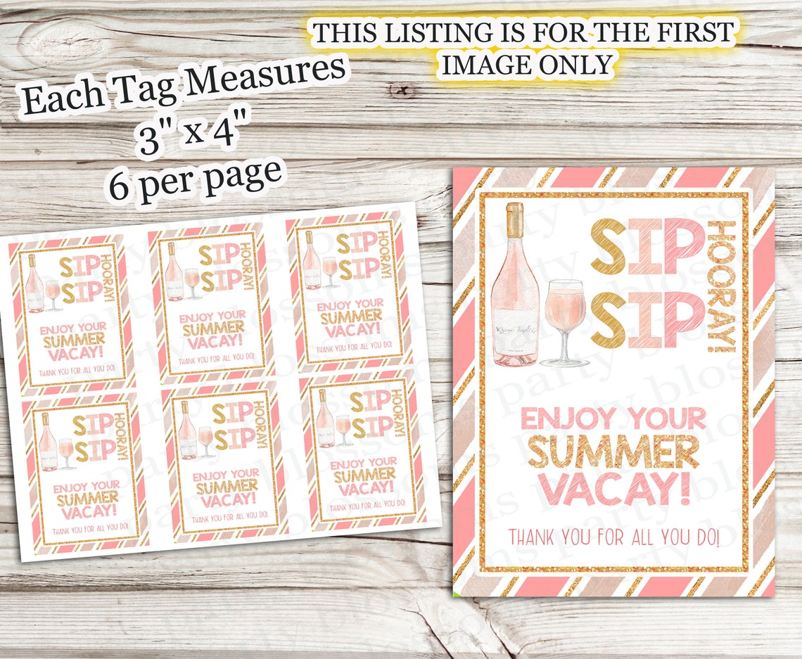 INSTANT DOWNLOAD Sip Sip Hooray Enjoy Summer Vacay Red Wine Champagne ...