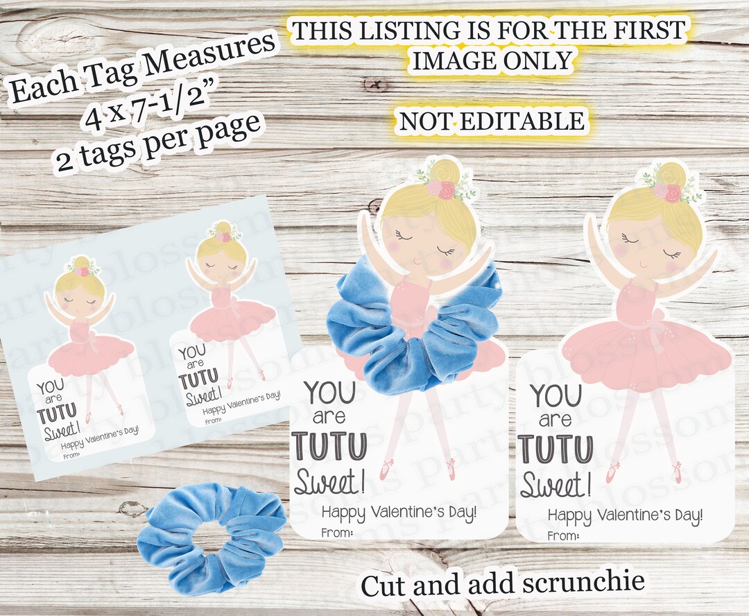 INSTANT DOWNLOAD You Are Tutu Sweet Scrunchie Ballerina Valentine ...