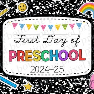 INSTANT DOWNLOAD First Day of Preschool Construction Digger Hello ...