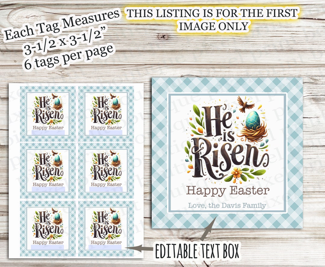 EDITABLE INSTANT DOWNLOAD He is Risen Bible Quote Happy Easter Pastel ...