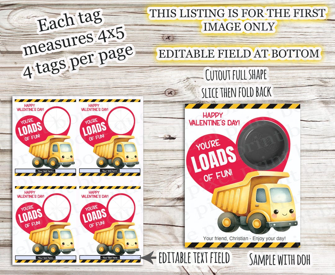INSTANT DOWNLOAD You Are Loads of Fun Happy Valentine's Day Dump Truck ...