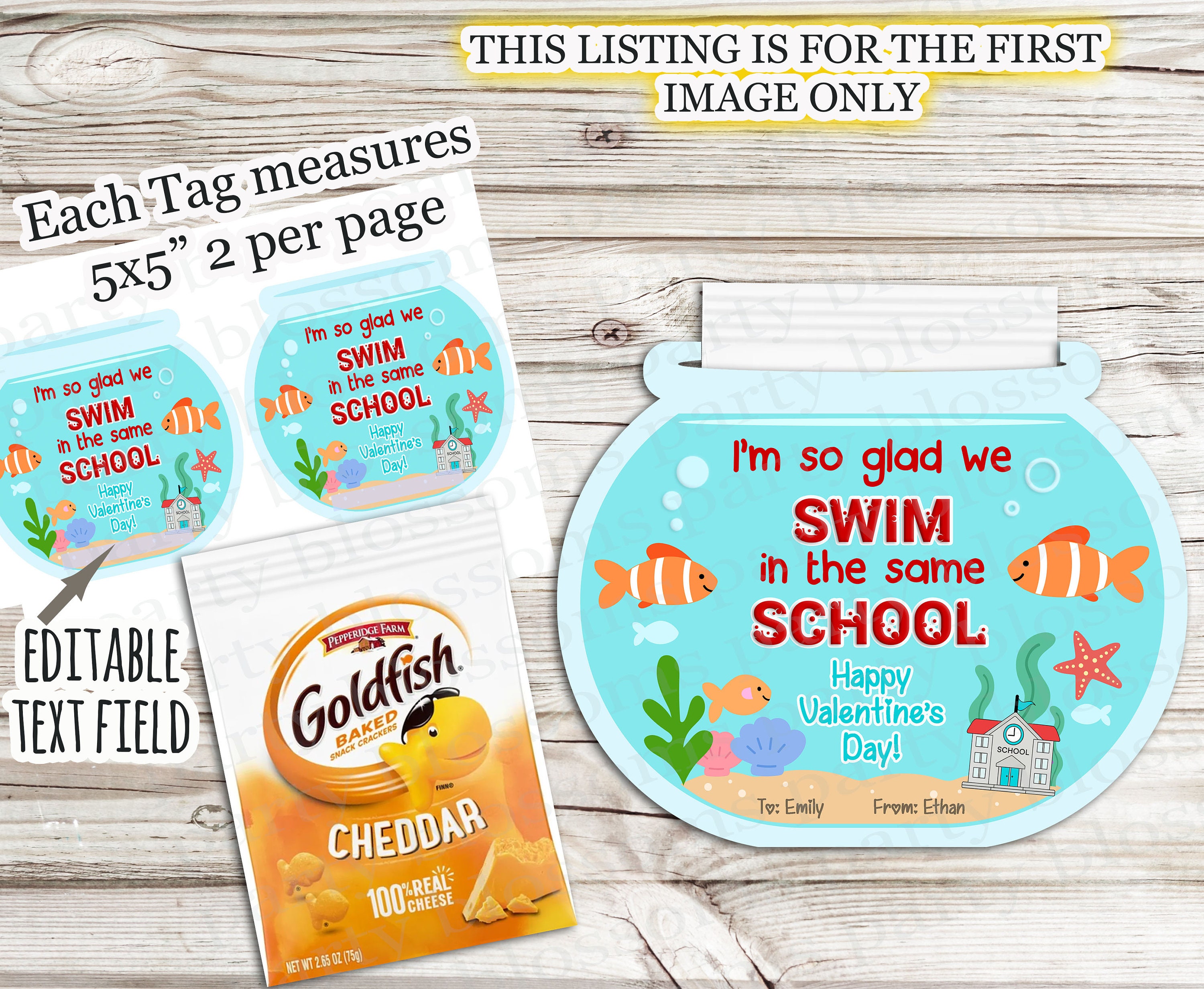 INSTANT DOWNLOAD: Printable Hugs and Fishes Goldfish Cracker Tag School ...
