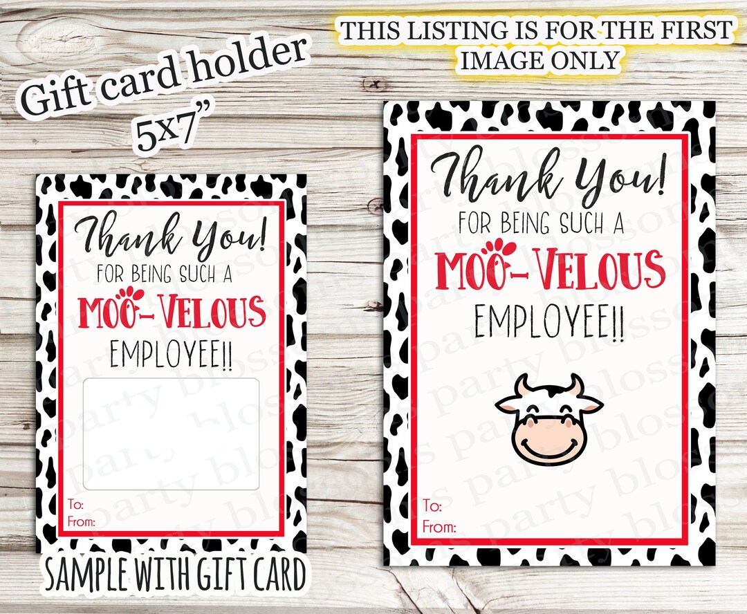 INSTANT DOWNLOAD Thank You for Being Such A Moo-velous Employee Team ...