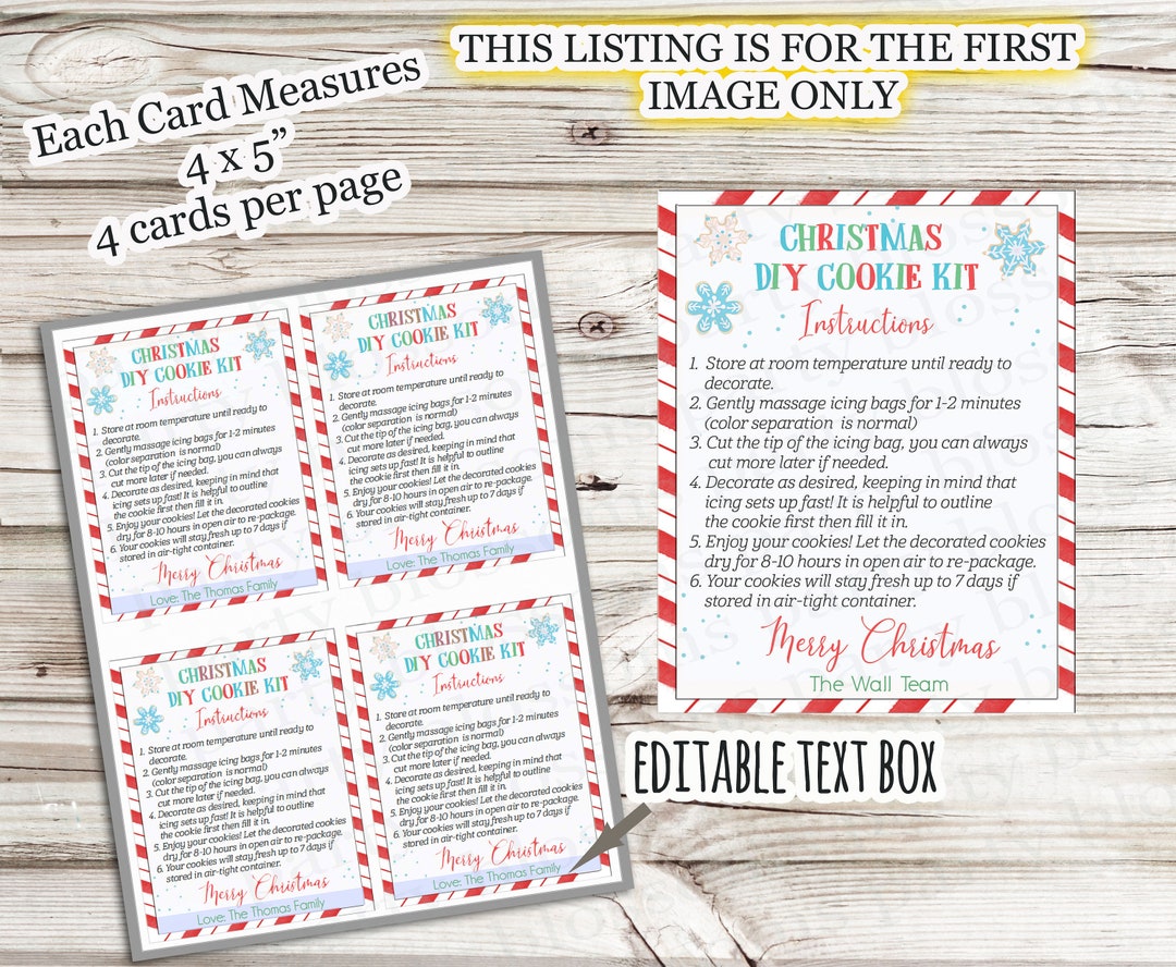 INSTANT DOWNLOAD Editable Christmas DIY Cookie Kit Teacher Gift ...