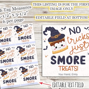 INSTANT DOWNLOAD Editable Printable No Tricks Just Smore Treat Happy ...