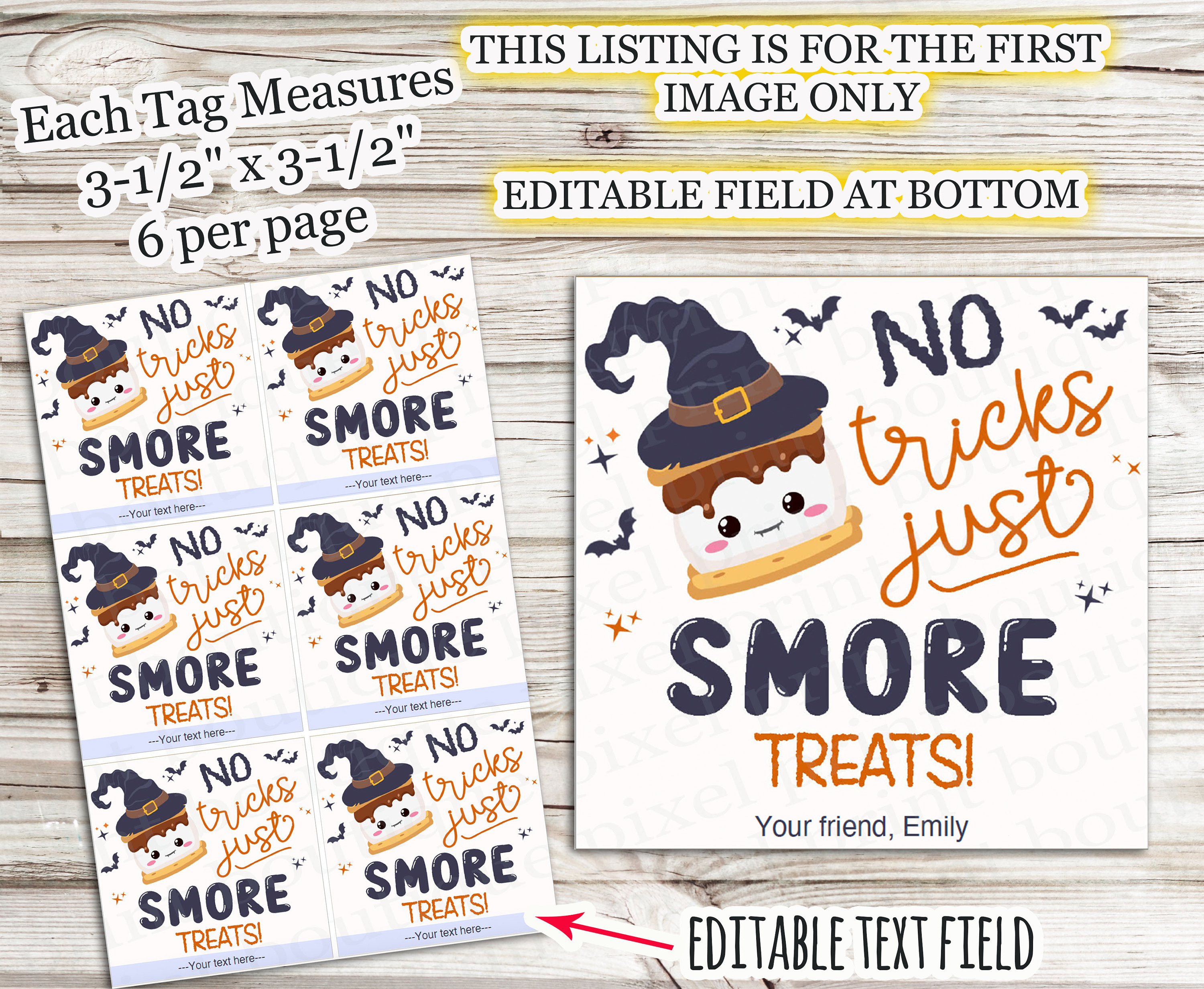 INSTANT DOWNLOAD Editable Printable No Tricks Just Smore Treat Happy ...