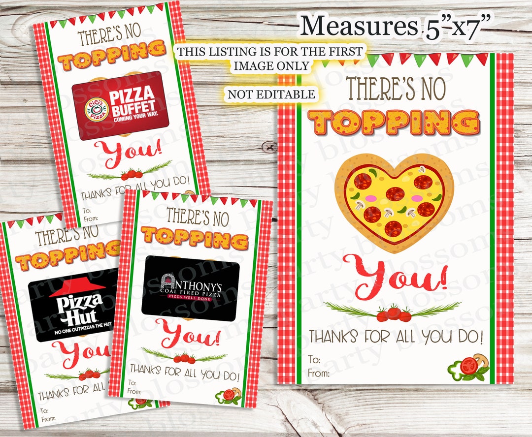 INSTANT DOWNLOAD: There's No Topping You Pasta Pizza Gift Card Holder ...