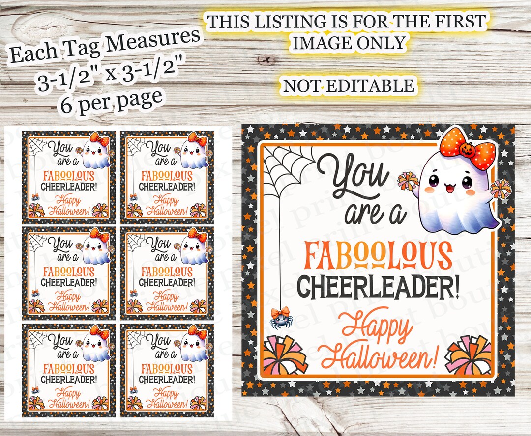 INSTANT DOWNLOAD Printable Halloween You Are A Faboolous Cheerleader ...