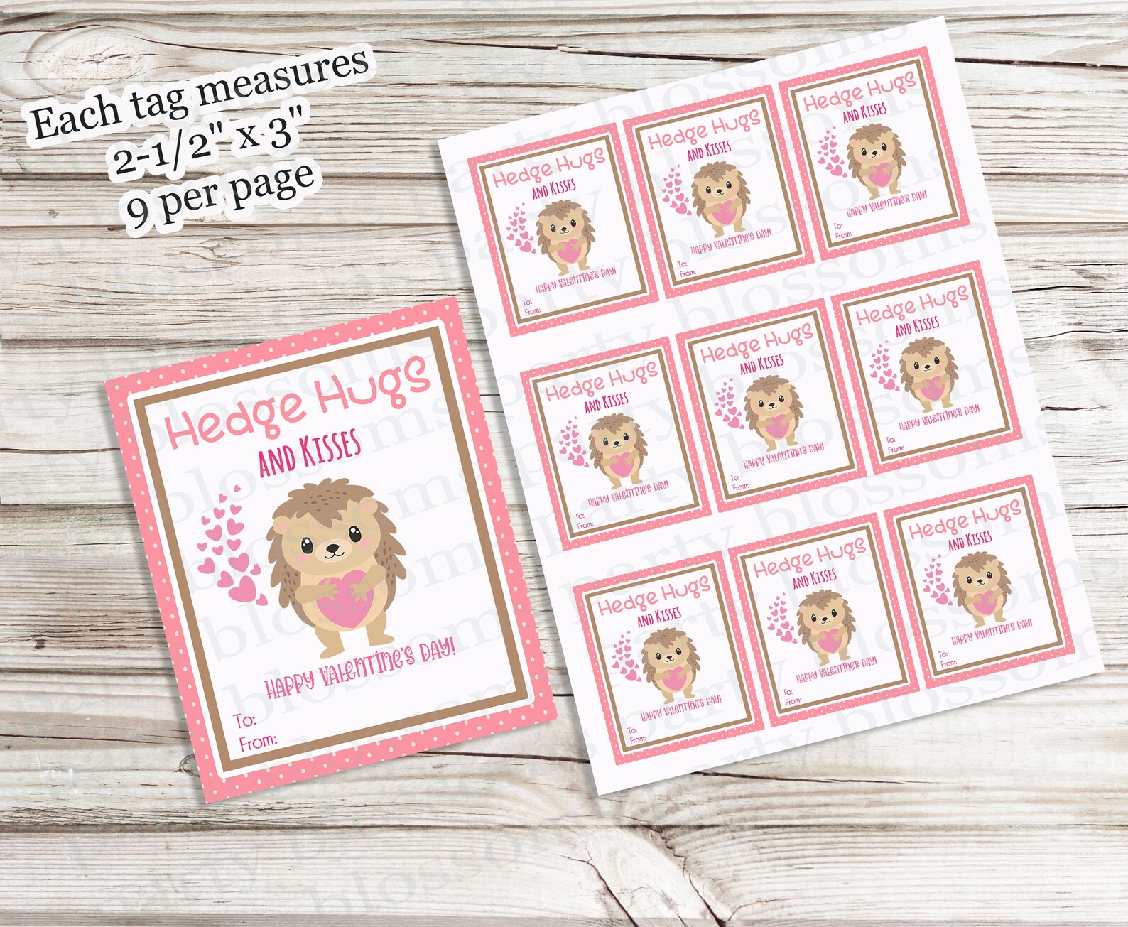 INSTANT DOWNLOAD Hedge Hugs and Kisses Treat Tag, Hedge Hog Classroom ...