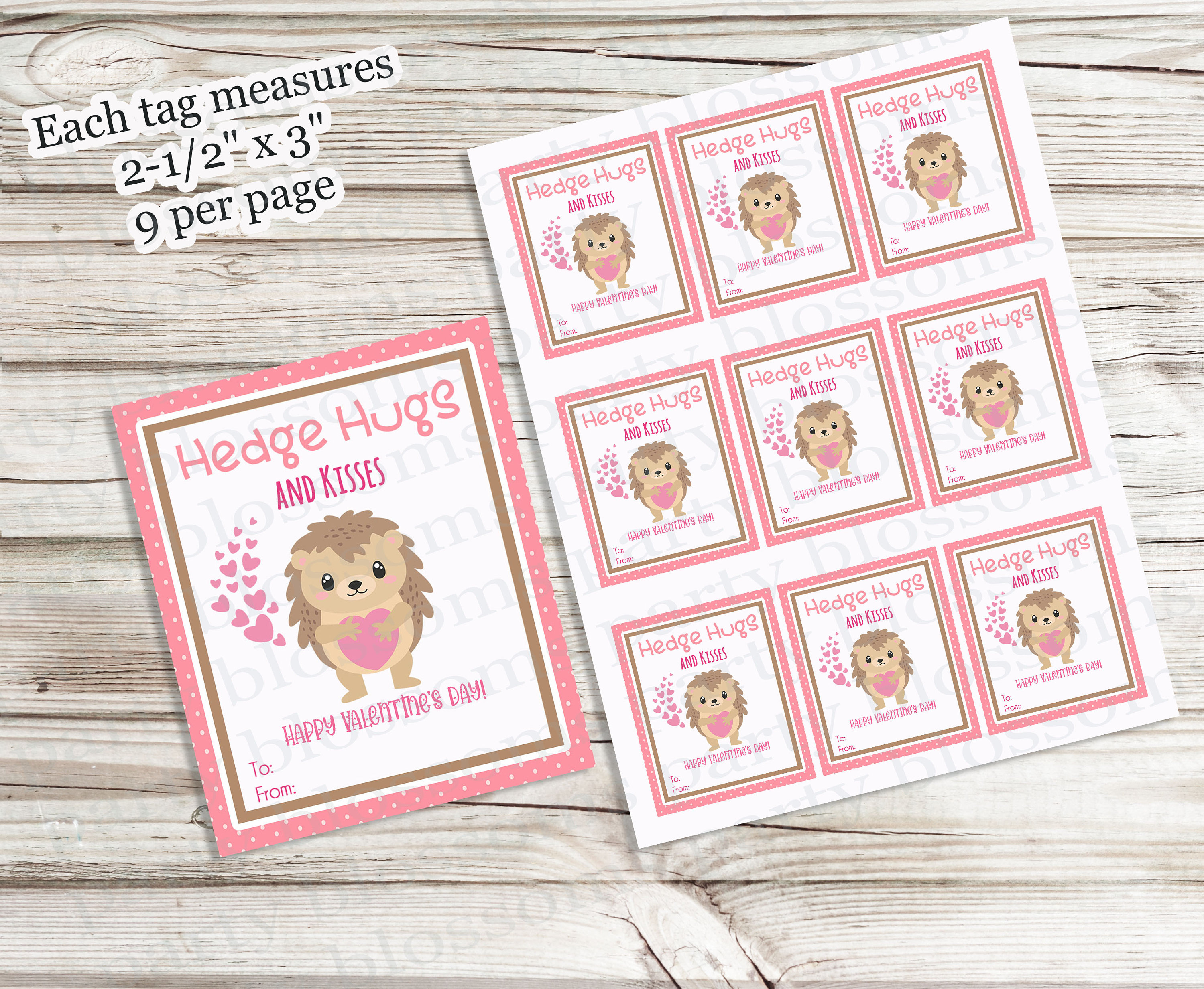 INSTANT DOWNLOAD Hedge Hugs and Kisses Treat Tag, Hedge Hog Classroom ...