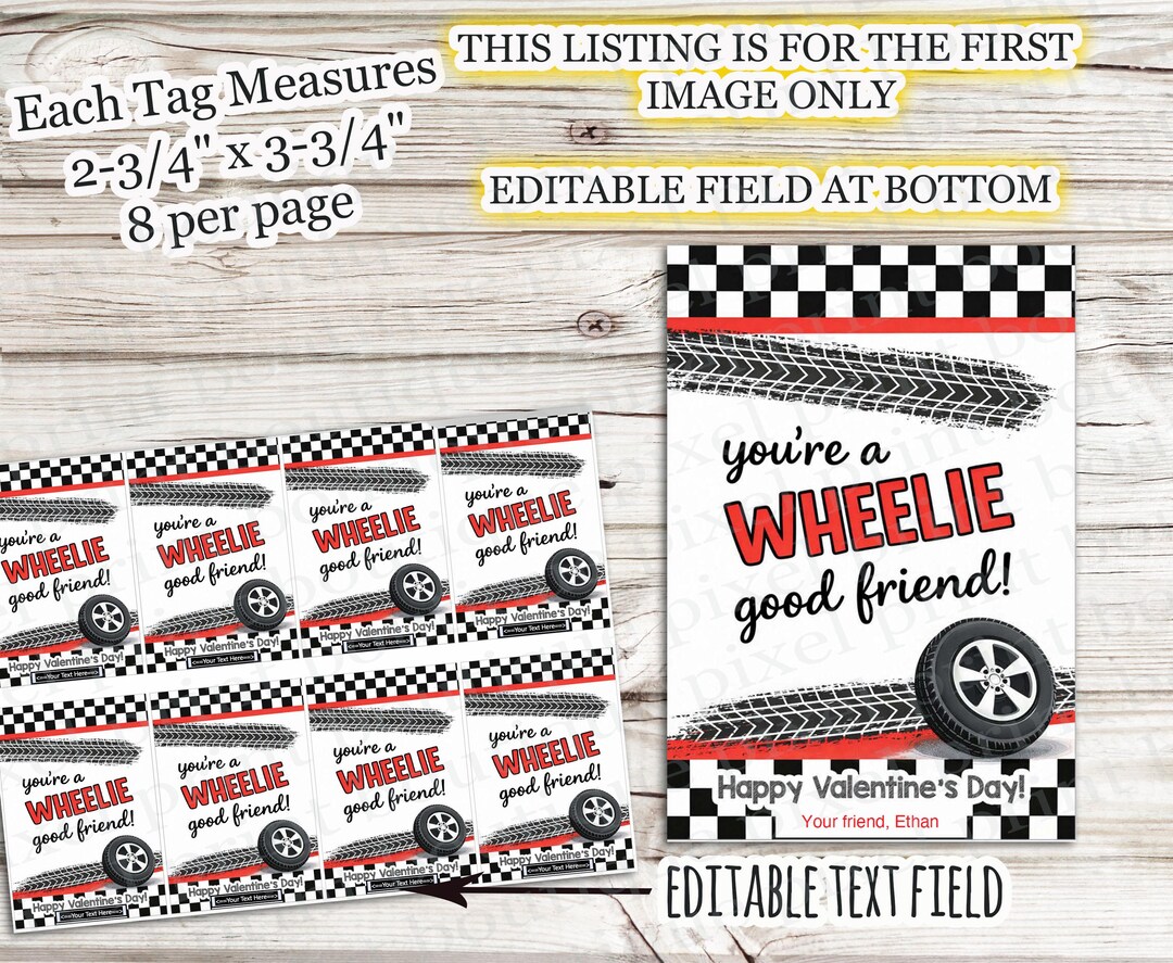 INSTANT DOWNLOAD You're A Wheelie Good Friend Tire Car Racing Valentine ...