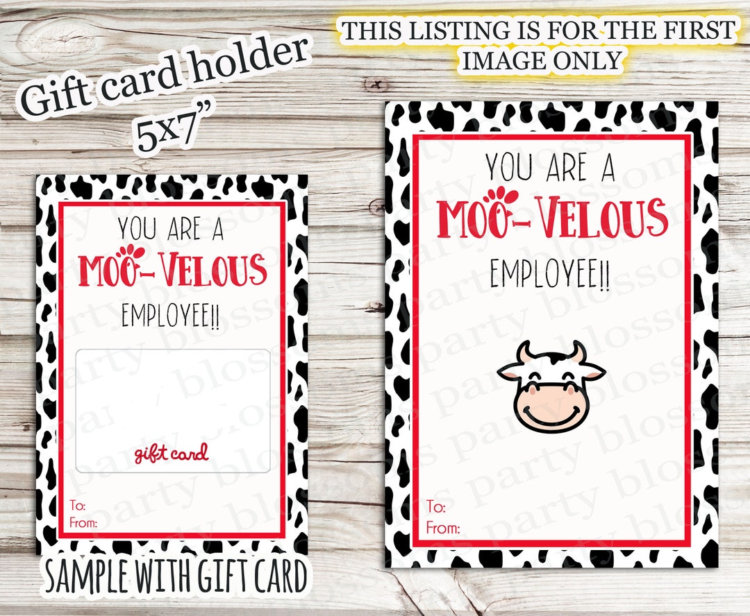INSTANT DOWNLOAD You Are A Moo-velous Employee Team Thank You All You ...