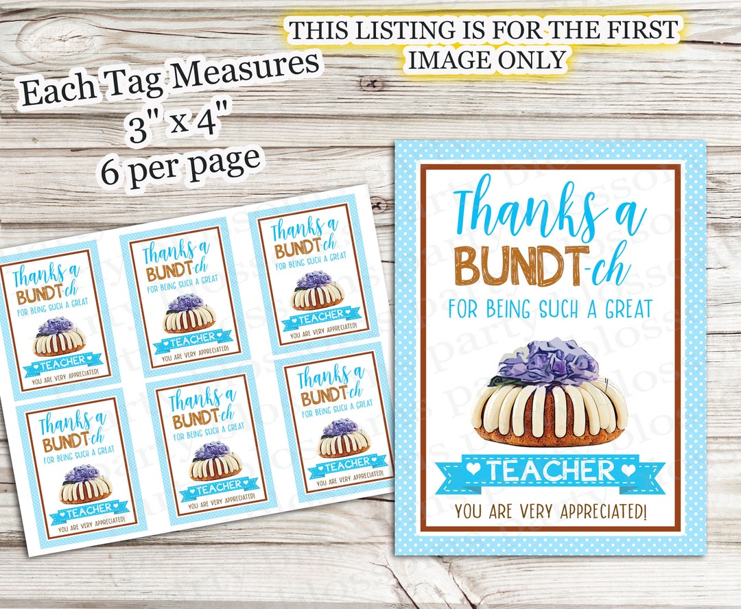 INSTANT DOWNLOAD Thanks A Bundt Ch for Being Such A Great Teacher You ...