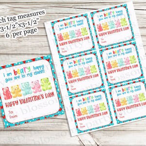 INSTANT DOWNLOAD Bear Valentine, Beary Happy You Are in My Class ...