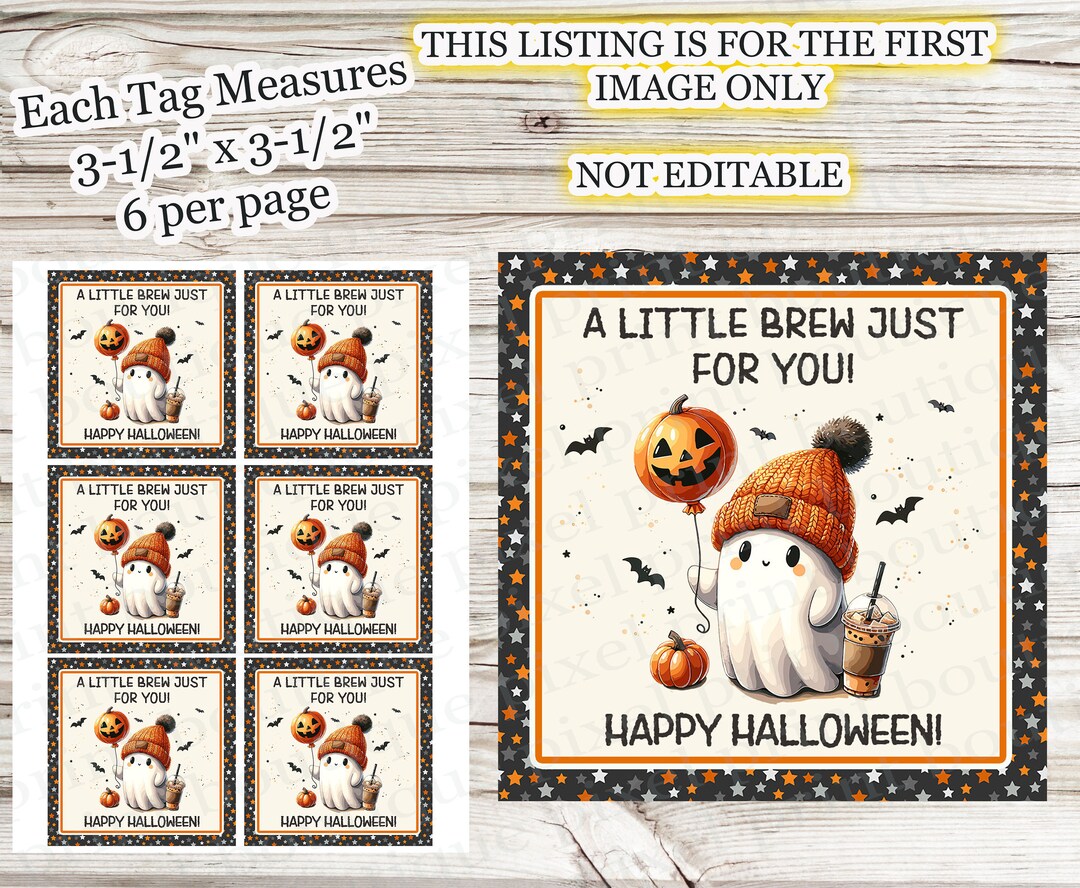 INSTANT DOWNLOAD Printable Halloween A Little Brew Just for You Ghost ...