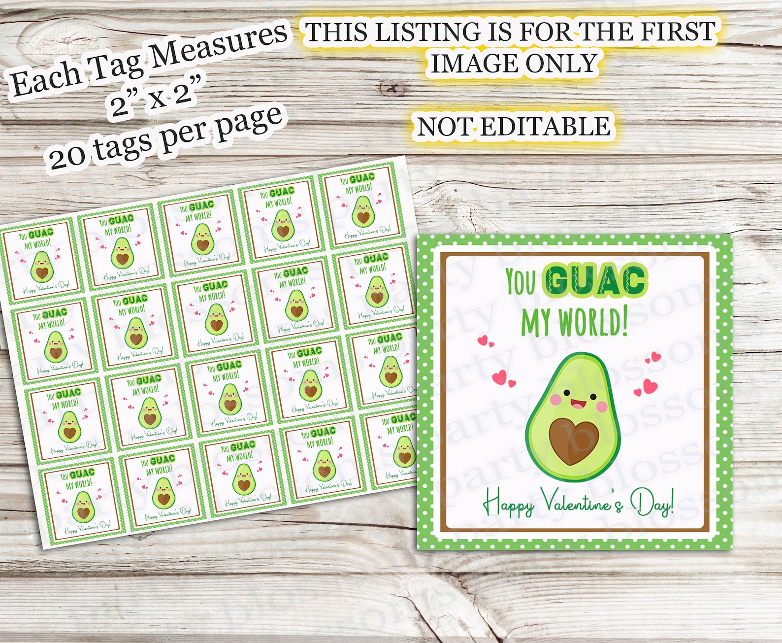 INSTANT DOWNLOAD Printable Valentine Tags, 3.5x3.5 Generic Happy ...