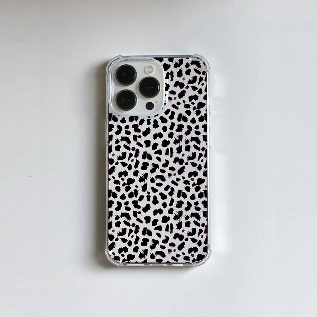 Transparent Black Leopard Animal Print Shockproof Case for iPhone 11 12 13 14 15 16 Pro Max Mini ...