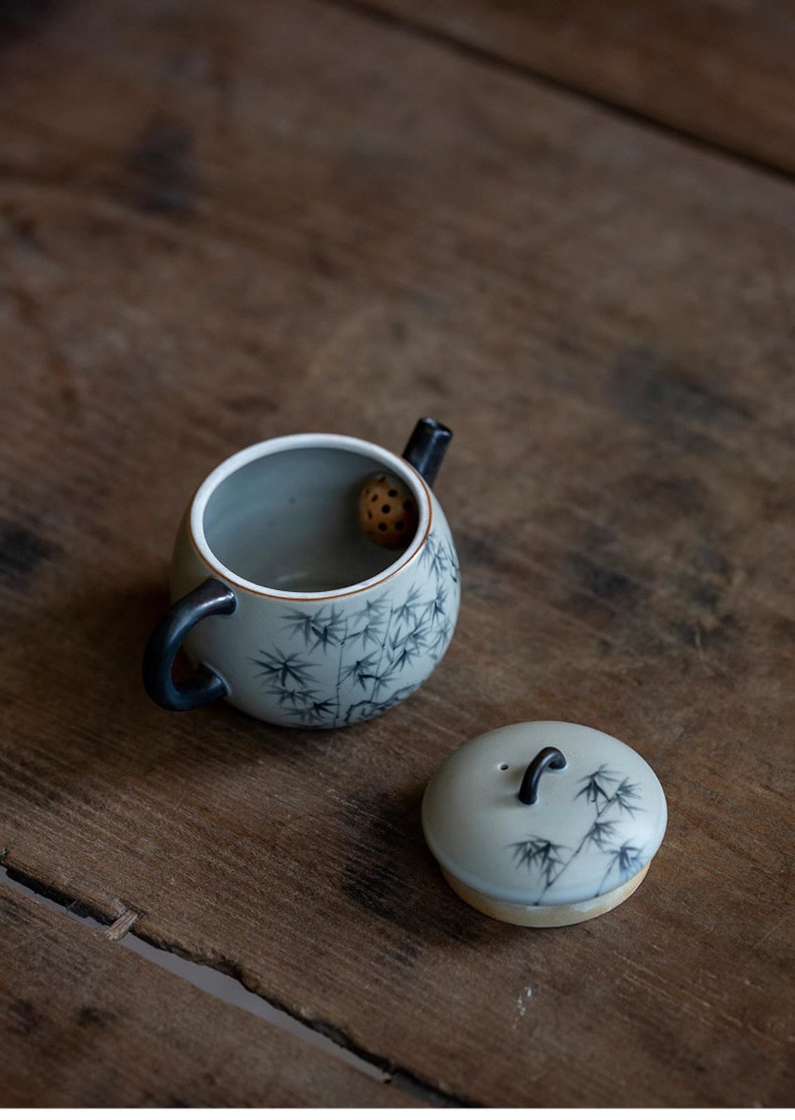175cc Chinese Ceramic Handmade Bamboo Teapot Porcelain Gongfu Tea Pot ...