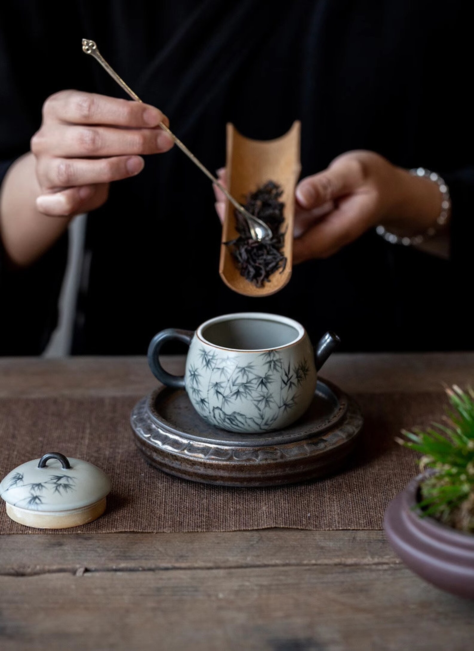 175cc Chinese Ceramic Handmade Bamboo Teapot Porcelain Gongfu Tea Pot ...