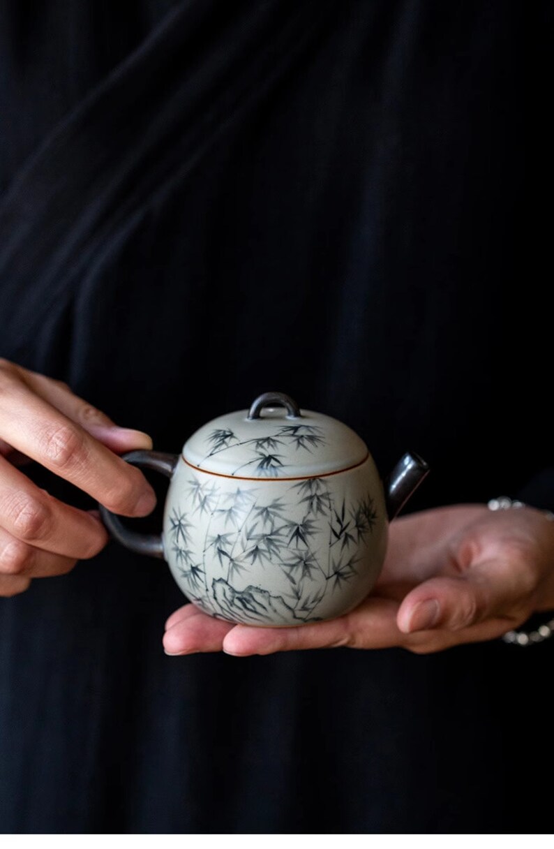 175cc Chinese Ceramic Handmade Bamboo Teapot Porcelain Gongfu Tea Pot ...